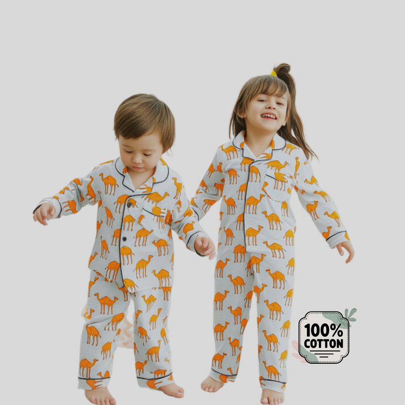 Camel Print Cotton Kids Pajama Set | Soft & Breathable Nightwear – The ...